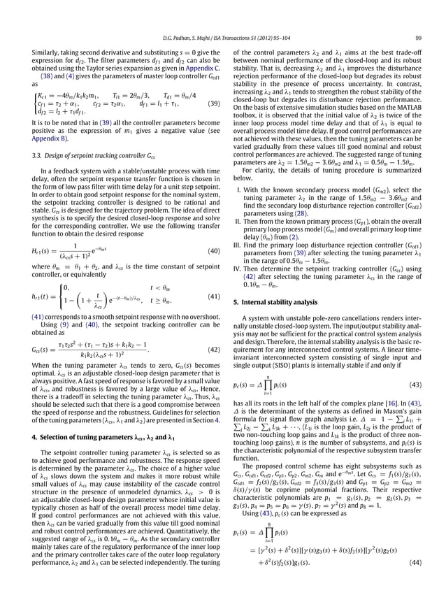 Modified smith predictor based cascade control of unstable time delay processes | PDF