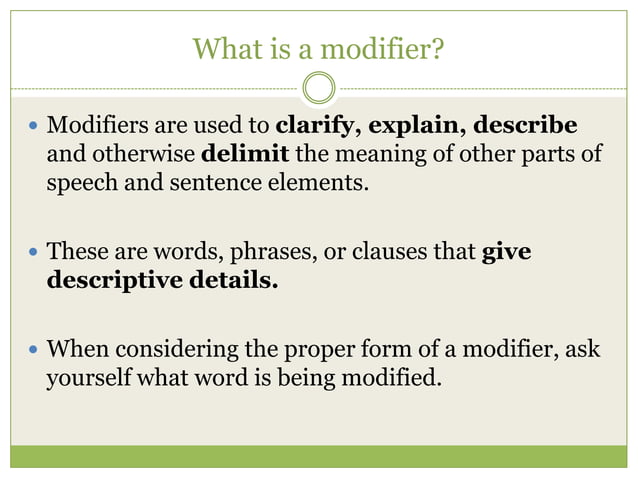 Modifiers | PPT