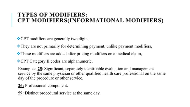 Whar are Modifiers in Medical Billing and their uses | PPTX