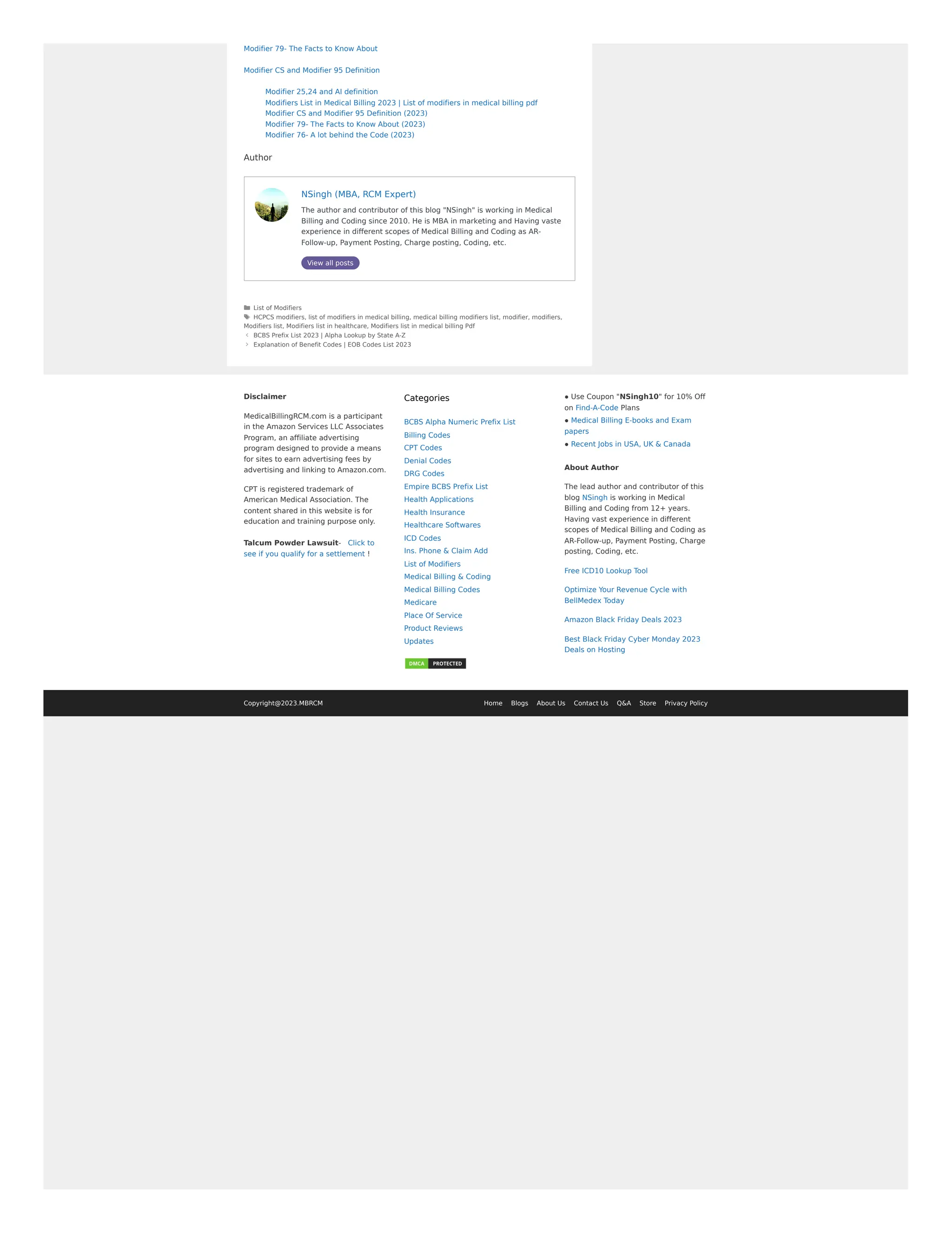Modifiers List in Medical Billing and Coding | PDF