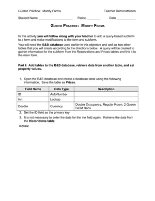Modify Subforms | PDF