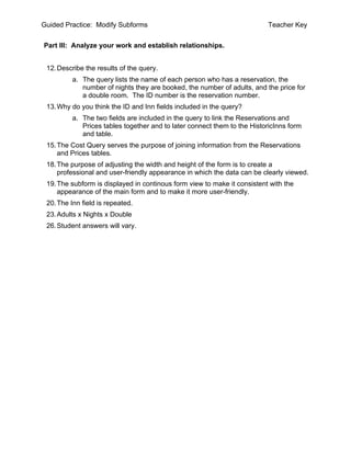 Modify Subforms | DOC | Hotel Properties | Real Estate