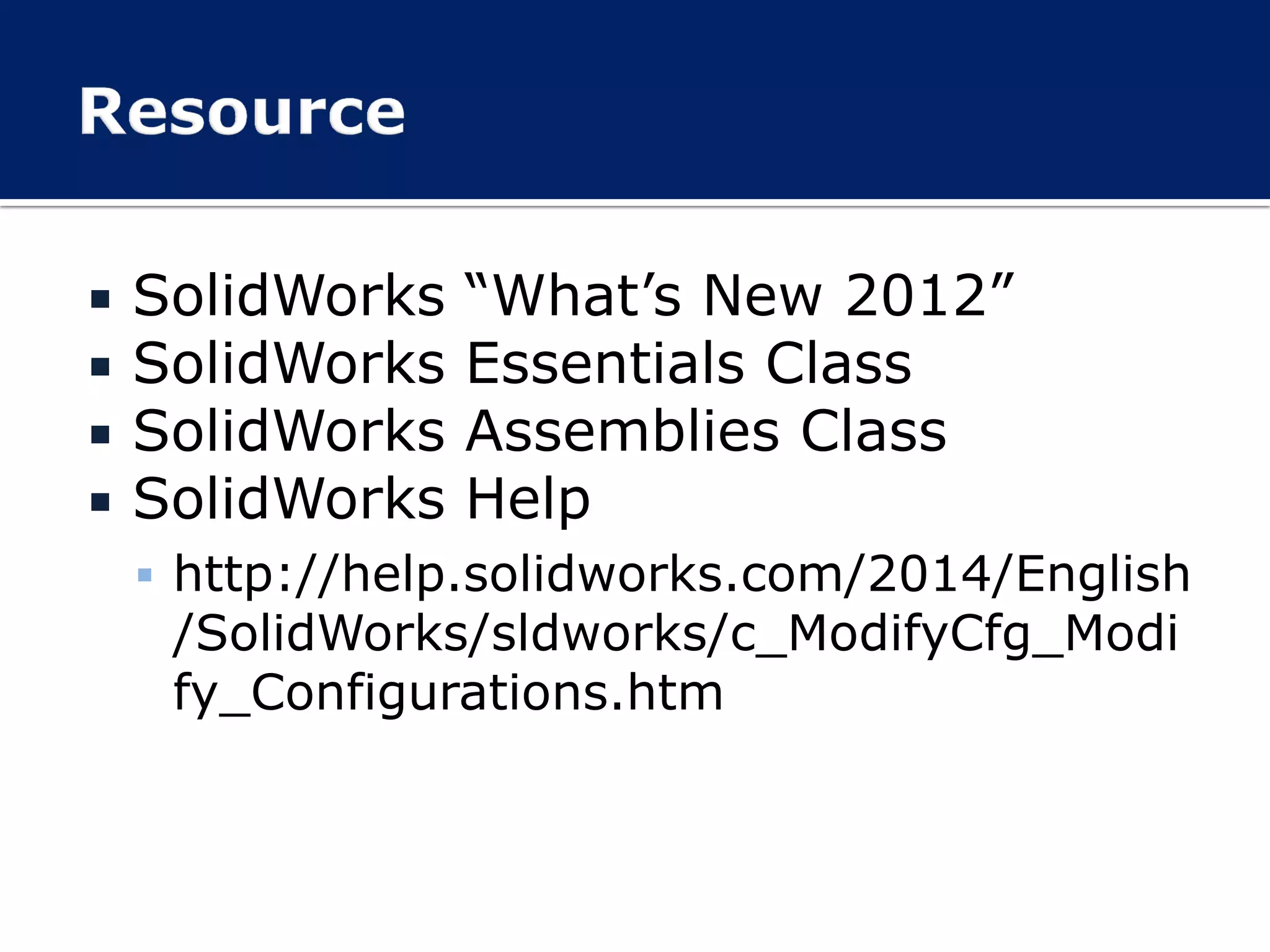 Configurations Made Easy: SOLIDWORKS Modify Configurations | PDF ...