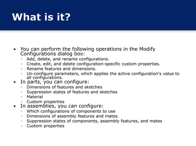 Configurations Made Easy: SOLIDWORKS Modify Configurations | PDF ...