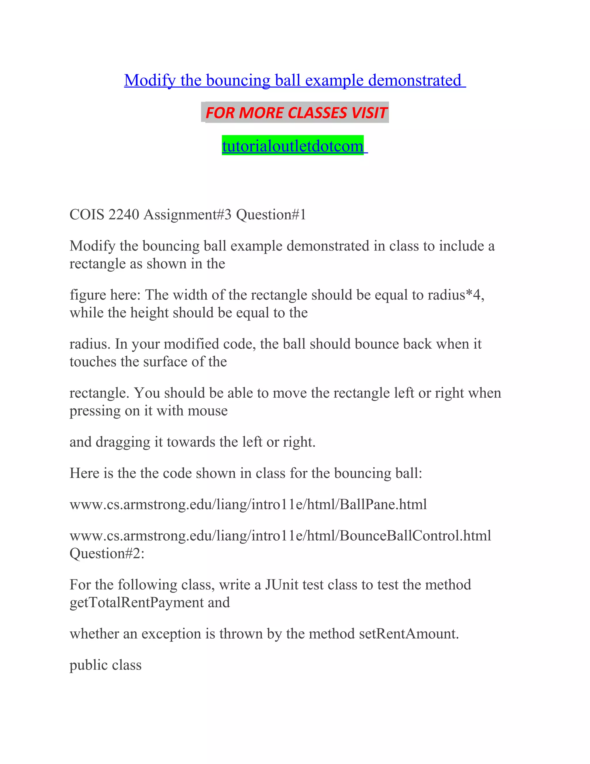 Modify the bouncing ball example demonstrated/tutorialoutlet | DOC