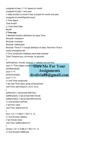 Modify the Time classattached to be able to work with Date.pdf | Programming Languages | Computing