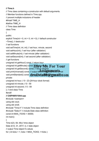 Modify the Time classattached to be able to work with Date.pdf | Programming Languages | Computing