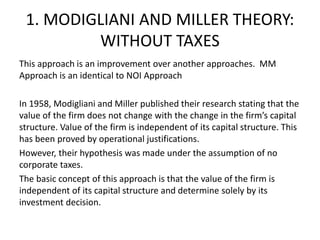 Modigliani and miller approach | PPTX