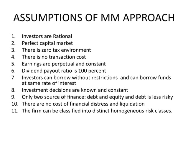 Modigliani and miller approach | PPTX | Stocks and Bonds | Personal ...