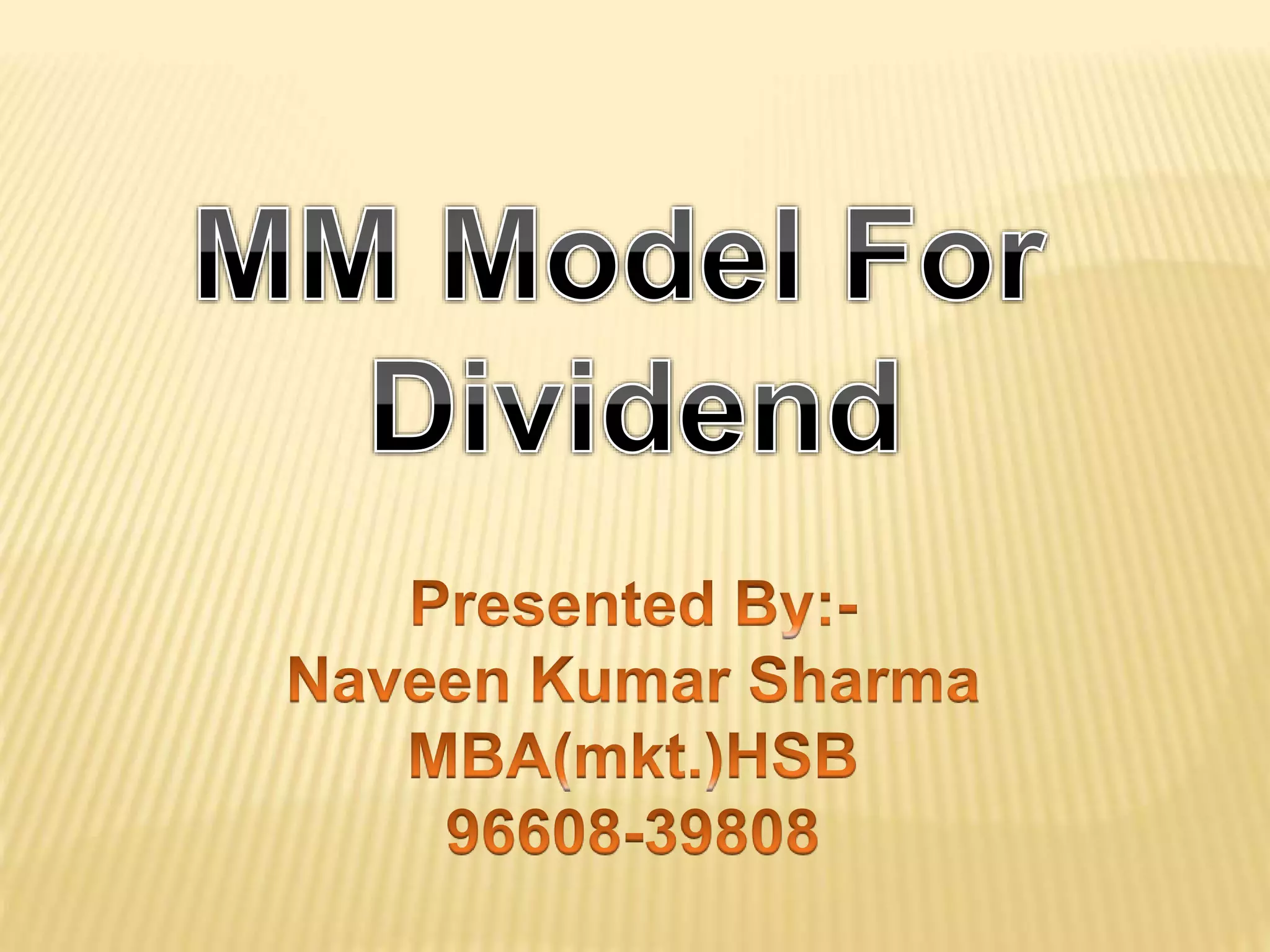 Modigliani and miller model | PPTX