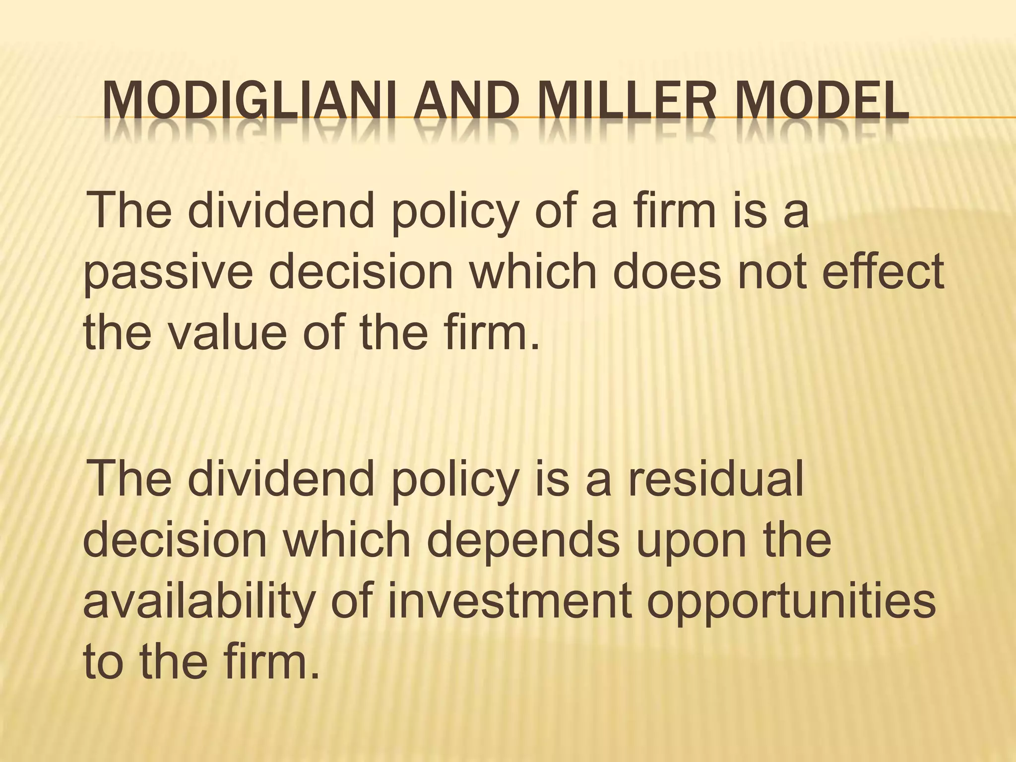 Modigliani and miller model | PPTX