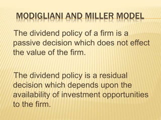 Modigliani and miller model | PPTX