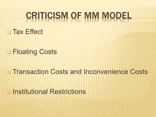 Modigliani and miller model | PPTX