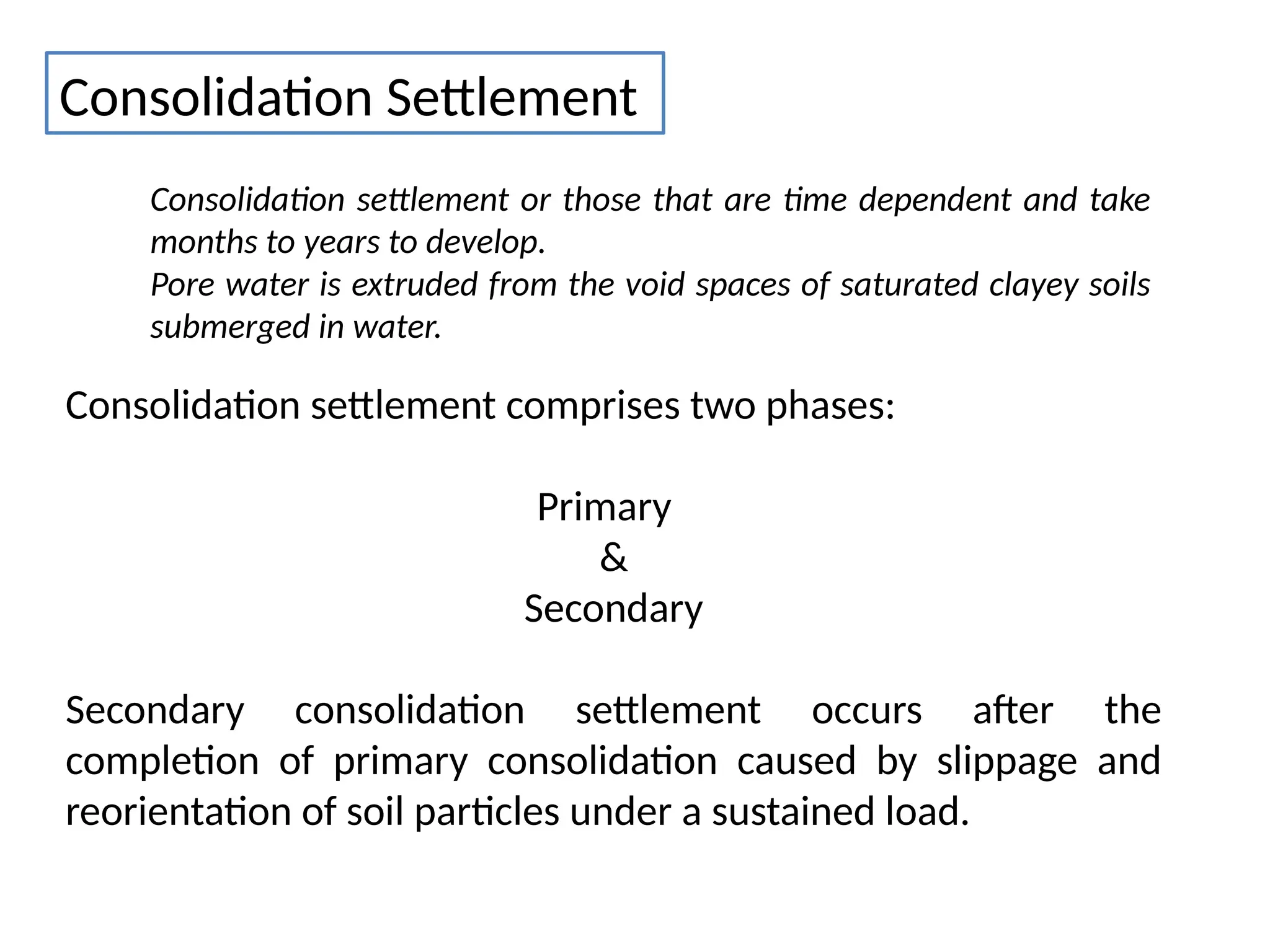 Settlement of foundation- consolidation settlement and more | PPTX