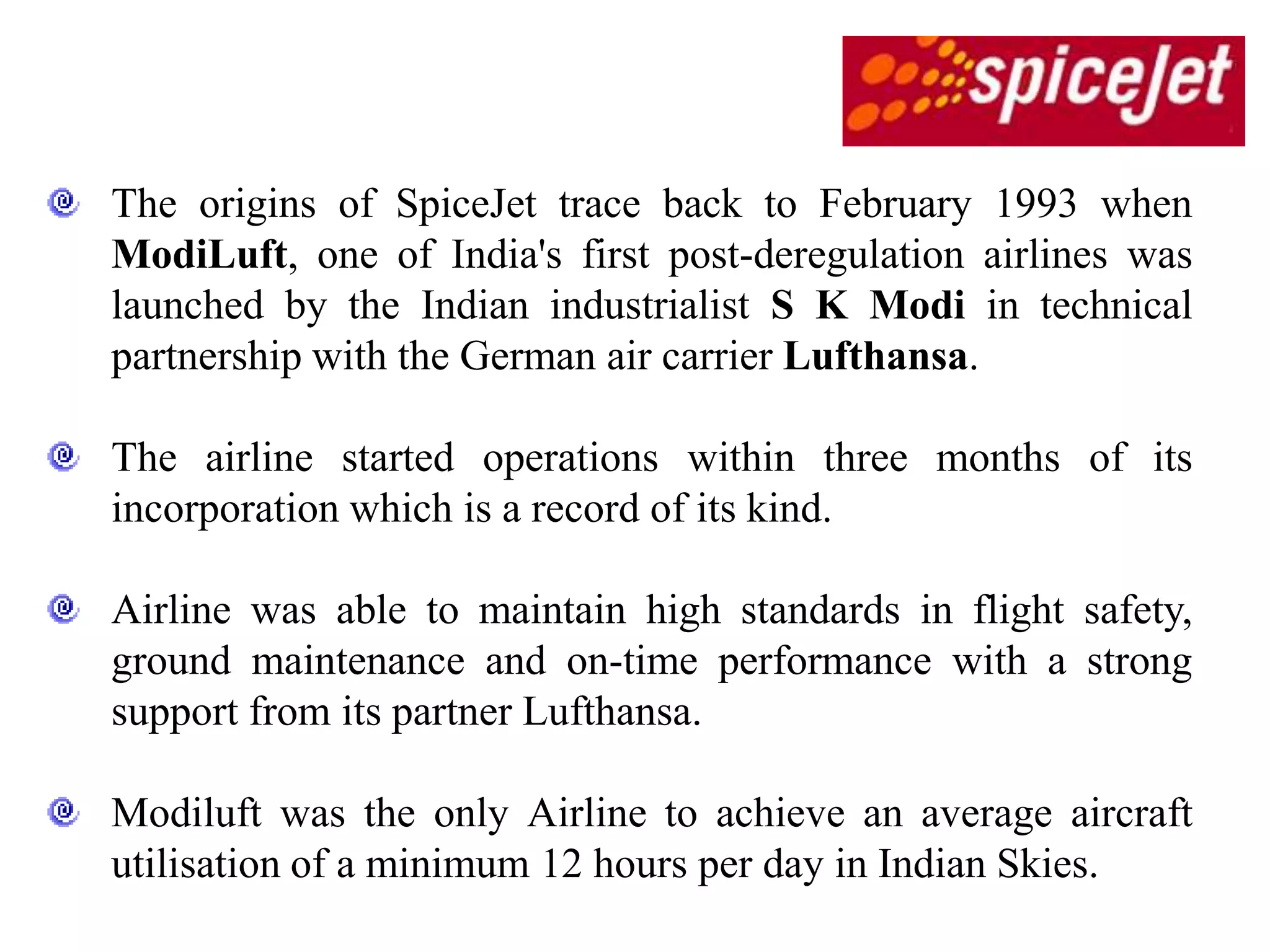 Modiluft now known as SPICEJET | PPTX