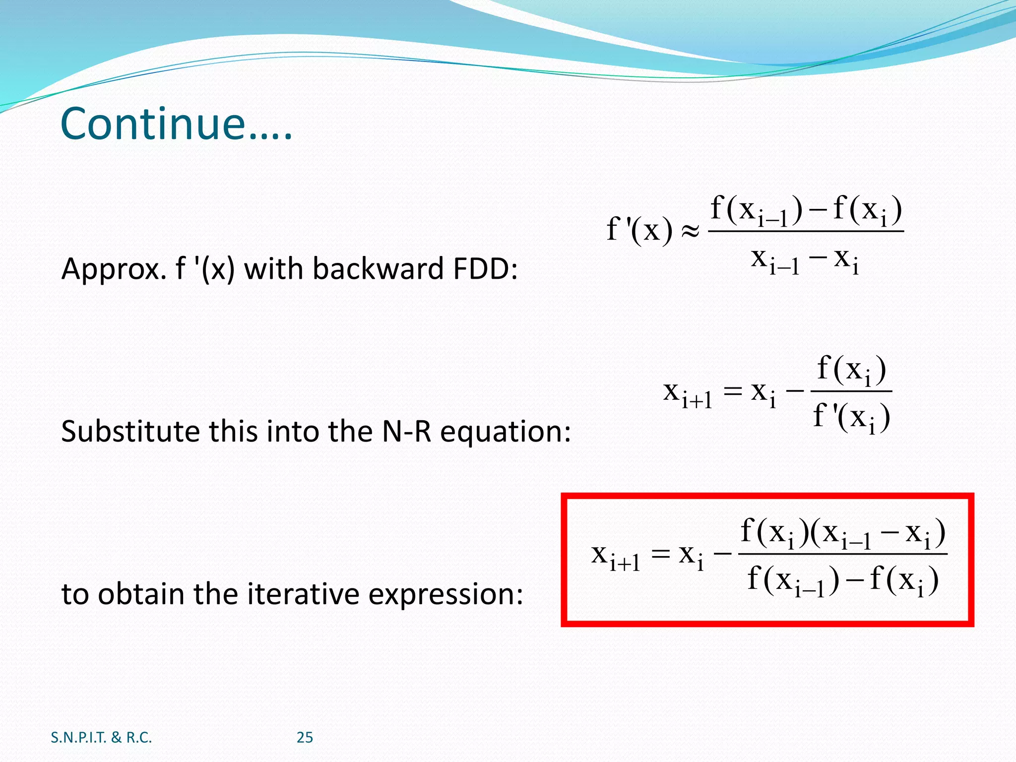 algebric solutions by newton raphson method and secant method | PPT
