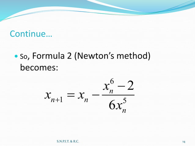 algebric solutions by newton raphson method and secant method | PPT
