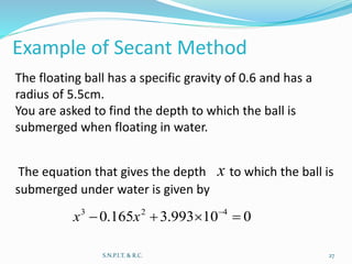 algebric solutions by newton raphson method and secant method | PPT