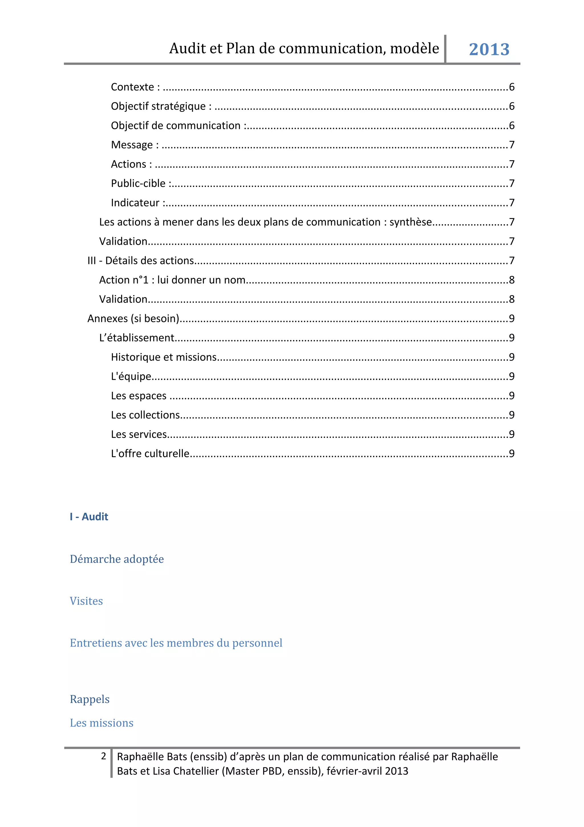 Modèle de plan de communication | PDF