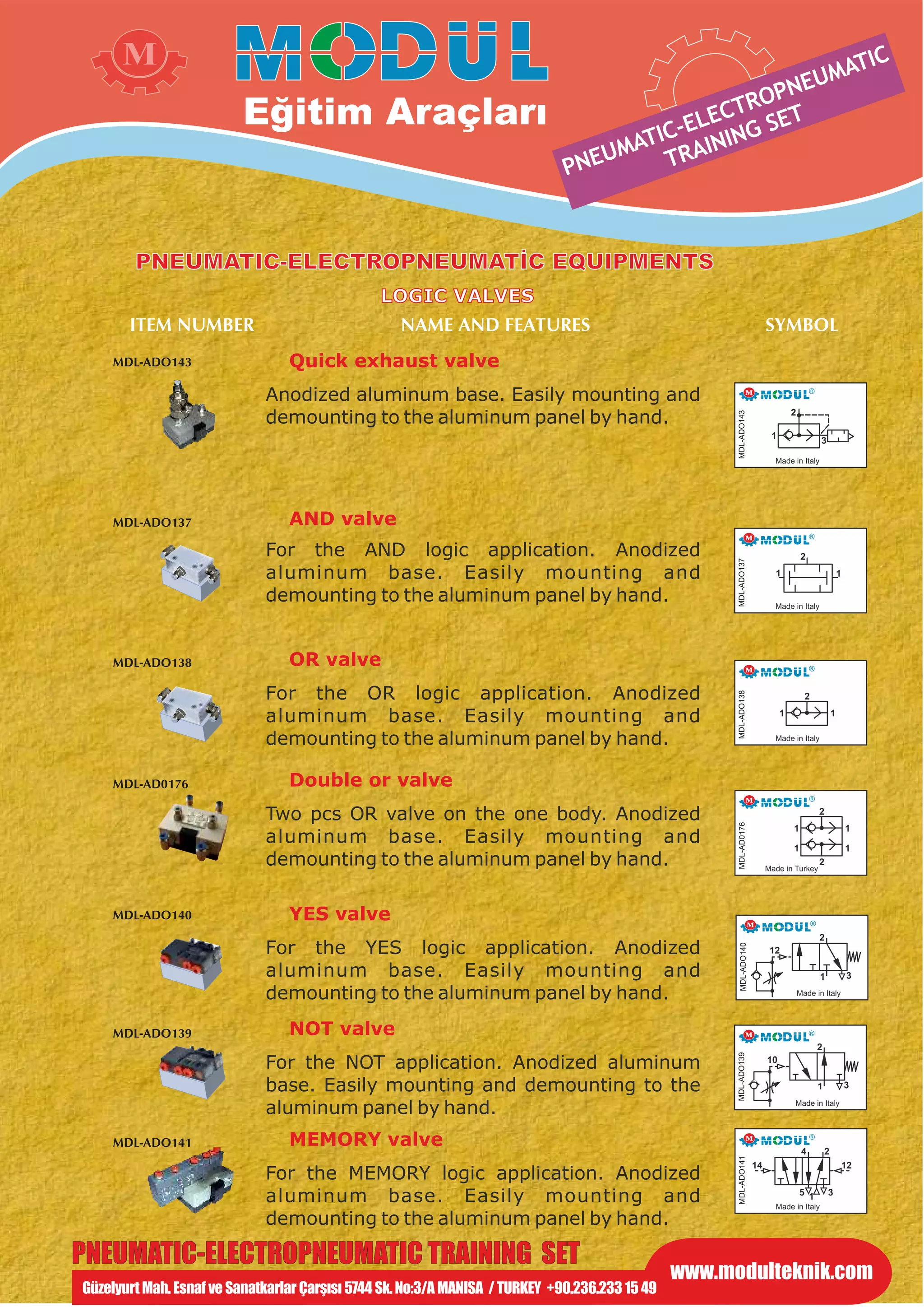 Pneumatic & Electropneumatic Training Set | PDF