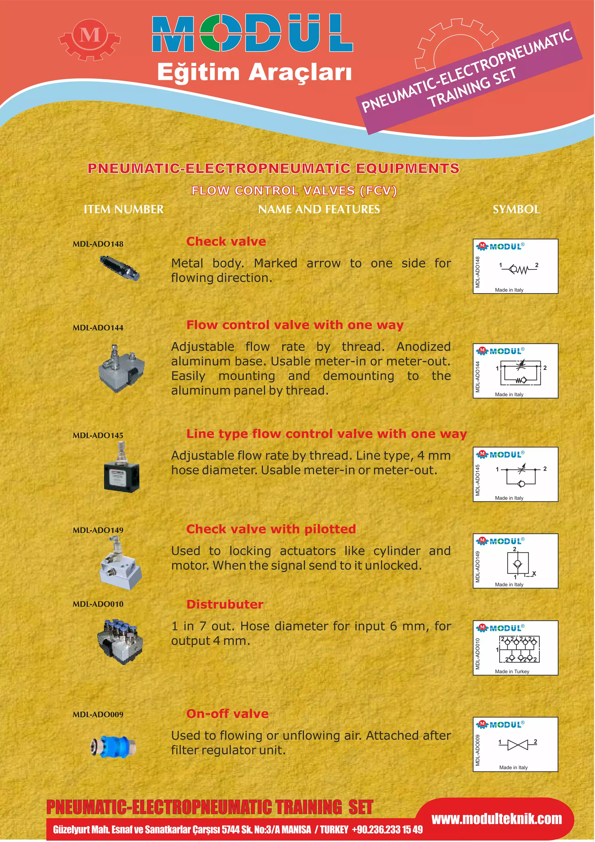 Pneumatic & Electropneumatic Training Set | PDF