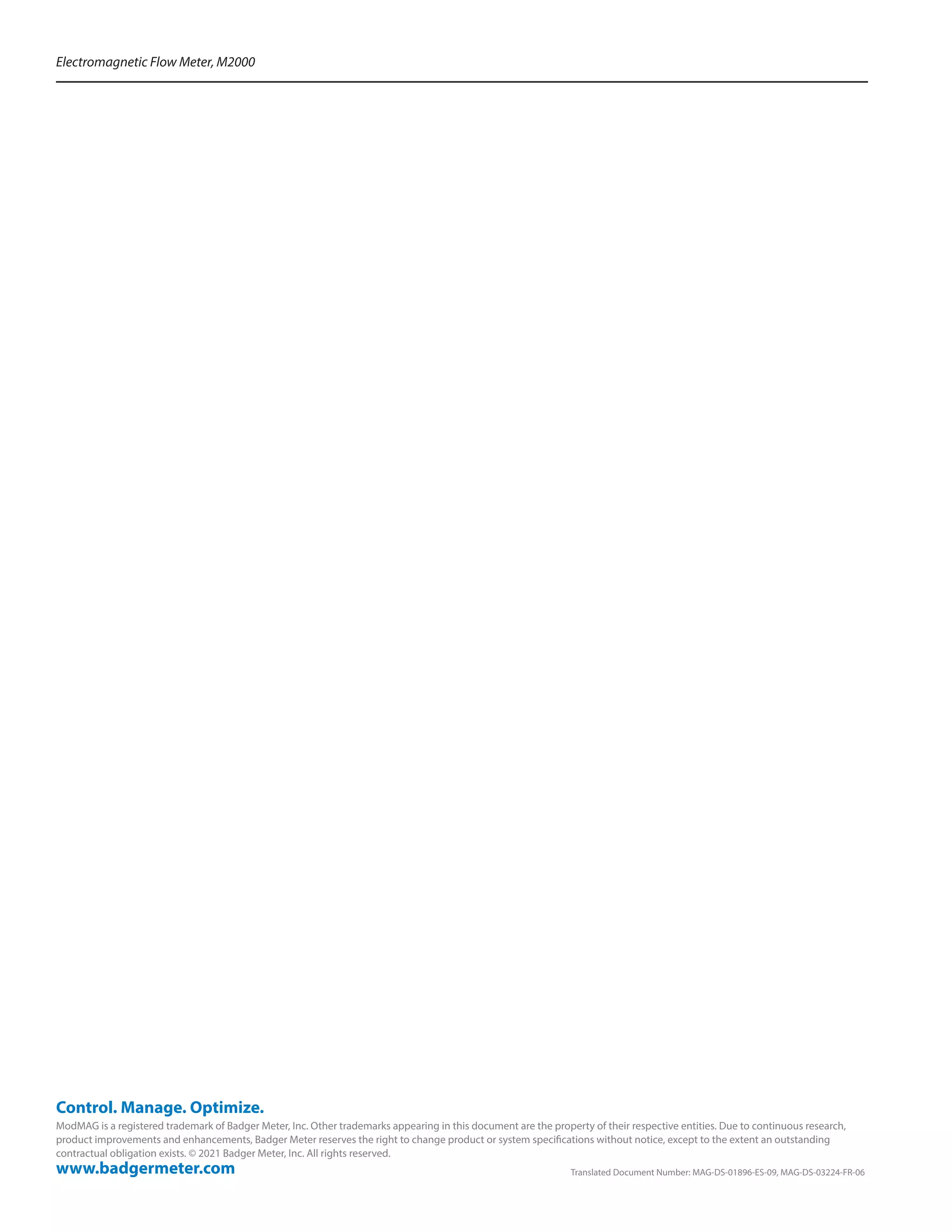 Mod mag m2000 datasheet badger meter electromagnetic flow meter_m ...