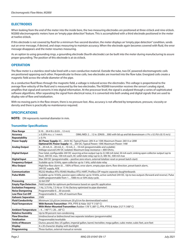 Mod mag m2000 datasheet badger meter electromagnetic flow meter_m ...