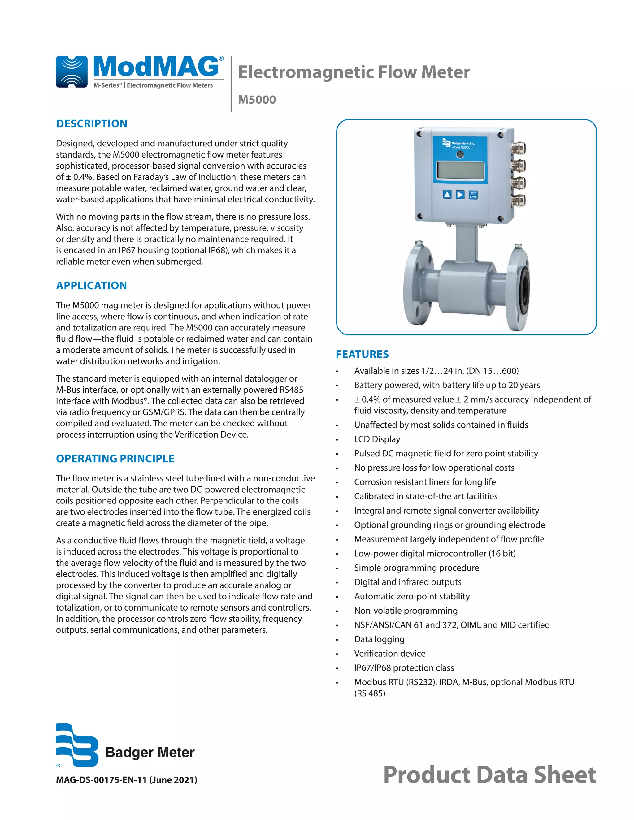 Mod mag m5000 datasheet badger meter electromagnetic flow meter_m-series | PDF | Internet of ...