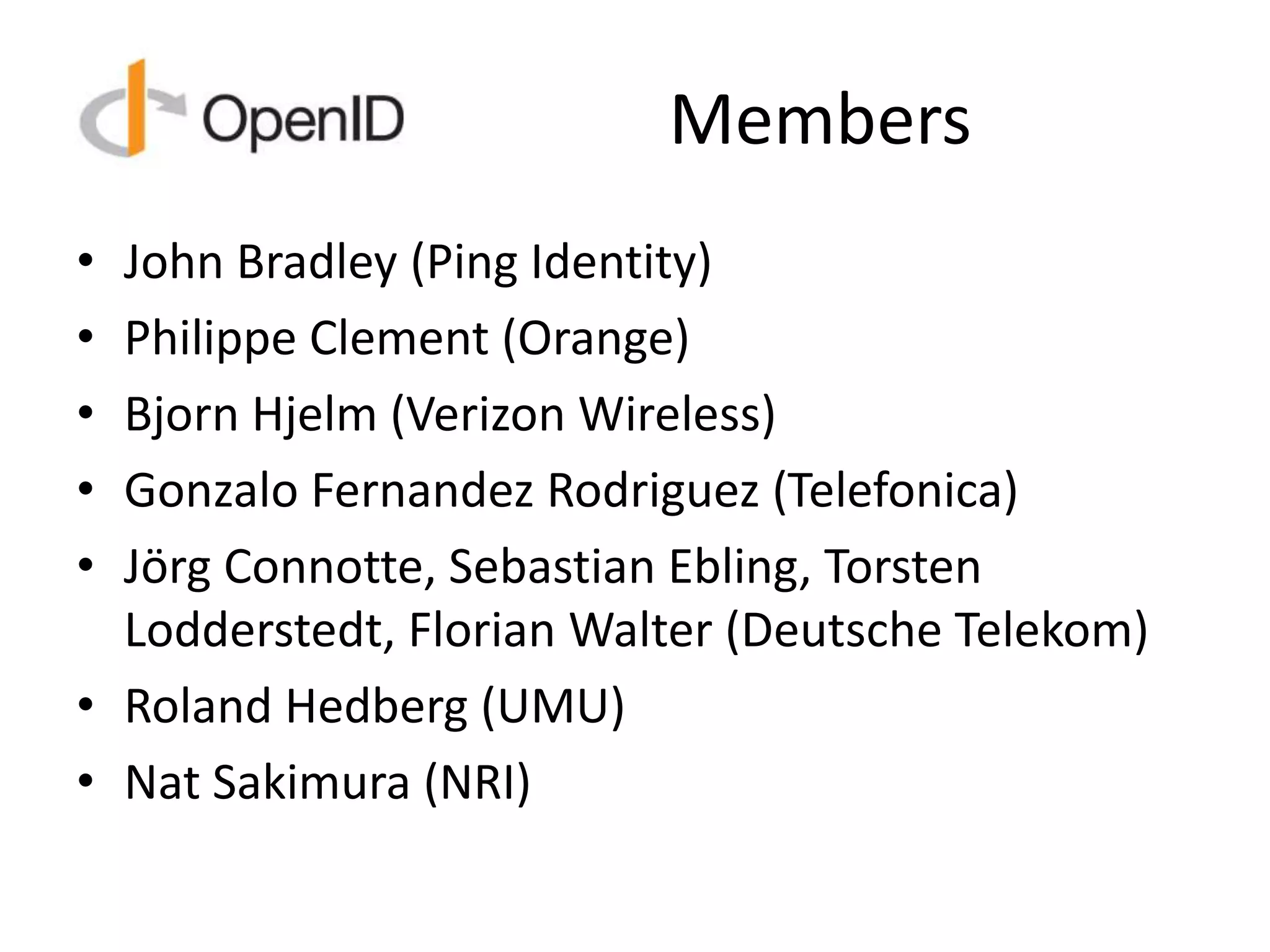 Overview of the OpenID Foundation's Mobile Profile of OpenID Connect MODRNA WG | PPT