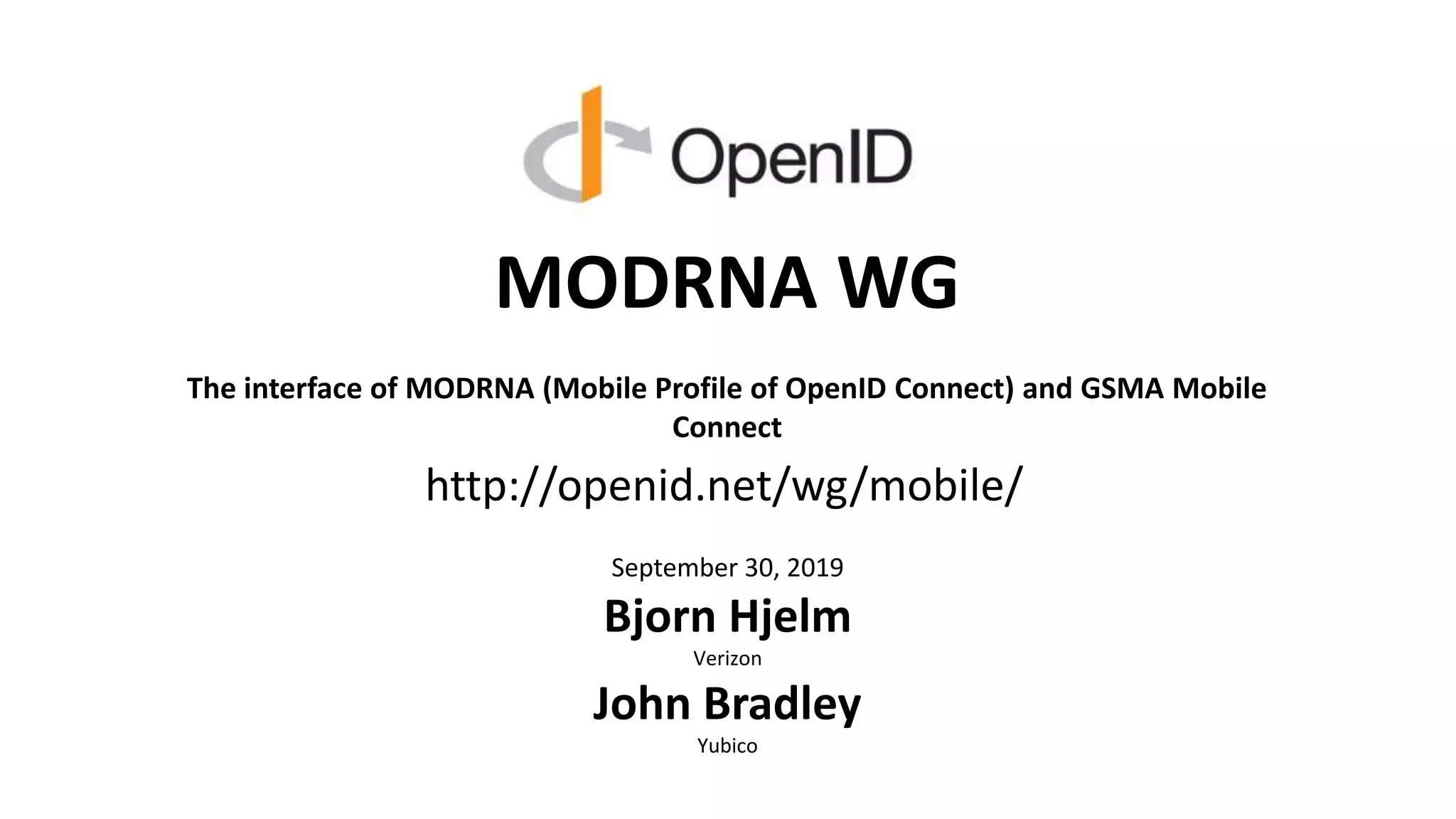 OpenID Foundation MODRNA WG Overview | PPT