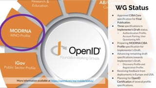 MODRNA WG update - OpenID Foundation Workshop at EIC 2021 | PPT