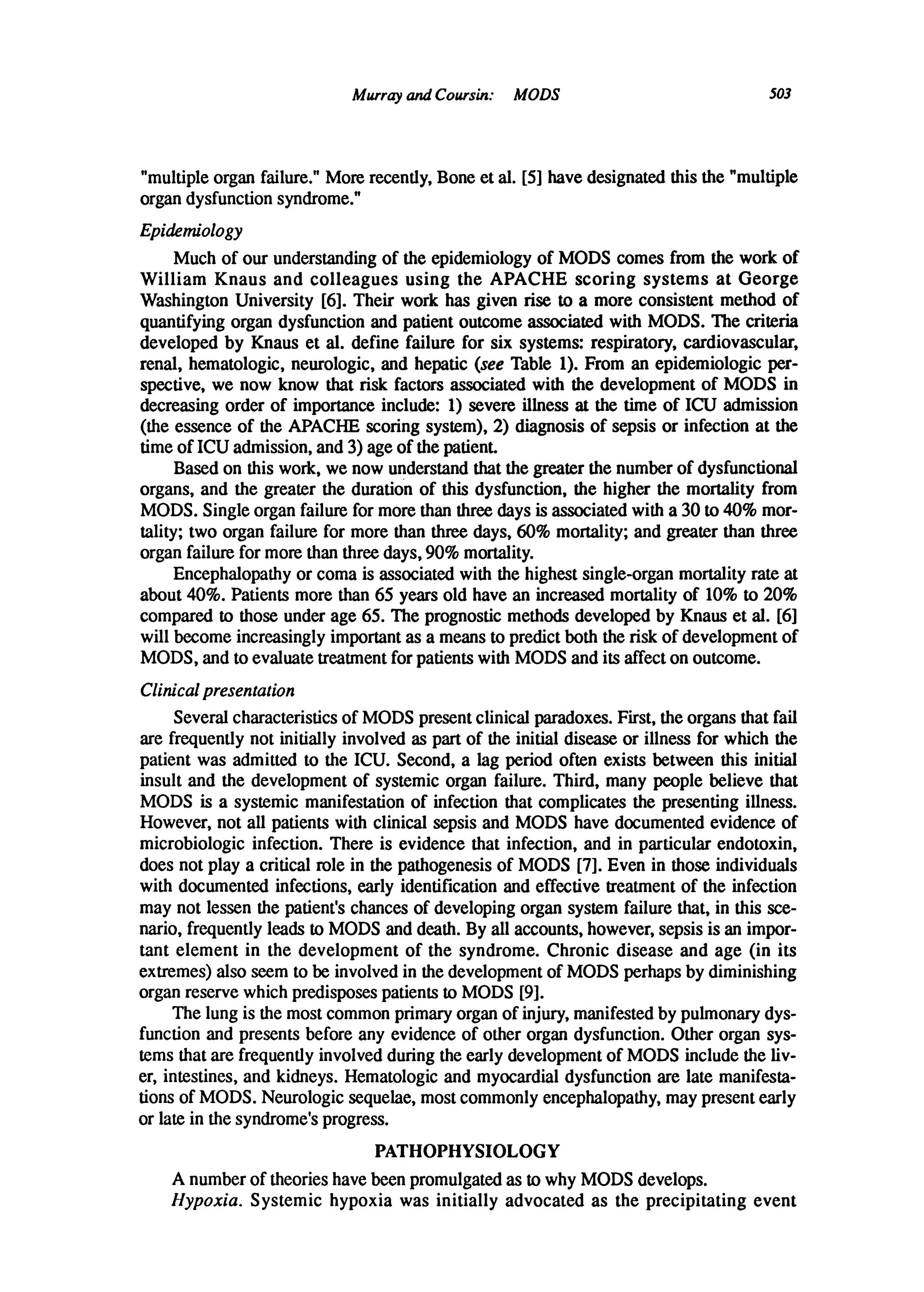 multiple organ dysfunction syndrome | PDF