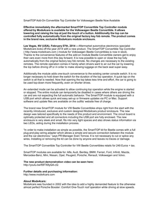 SmartTOP Add-On Convertible Top Controller for Volkswagen Beetle Now ...