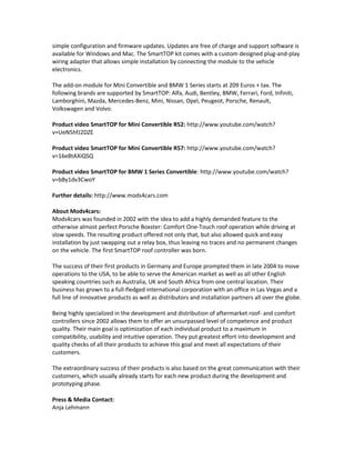 SmartTOP Convertible Top Module by Mods4cars for Mini Convertible and ...