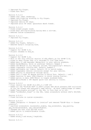 Mod sa change_log | TXT | Racing Video Games | Video Game Genres