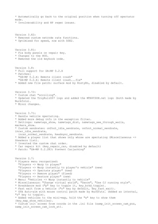 Mod sa change_log | TXT | Racing Video Games | Video Game Genres