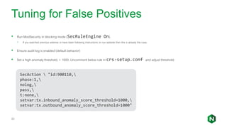 ModSecurity and NGINX: Tuning the OWASP Core Rule Set (Updated) | PPTX