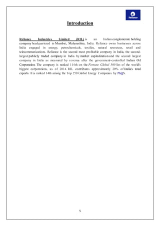 Study of Managing Business at Reliance Industries Limited” | DOCX