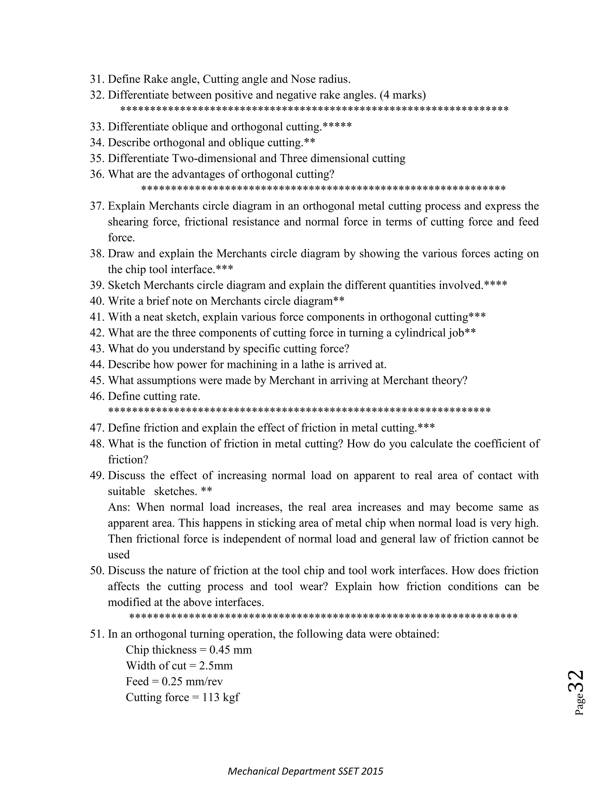 Theory of metal cutting MG University(S8 Production Notes) | PDF