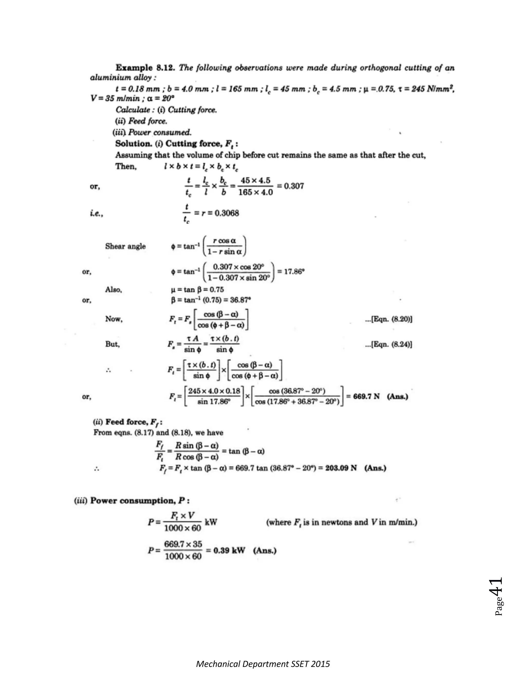 Theory of metal cutting MG University(S8 Production Notes) | PDF