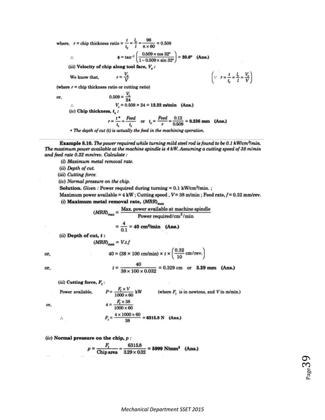 Theory of metal cutting MG University(S8 Production Notes) | PDF