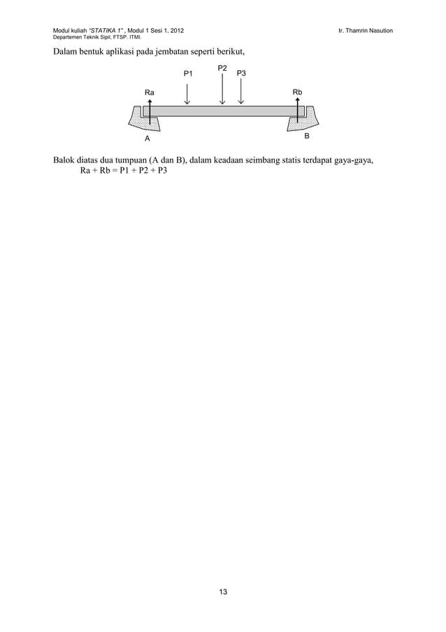 Modul 1-pengertian-dasar-statika, STATIKA DAN MEKANIKA DASAR | PDF