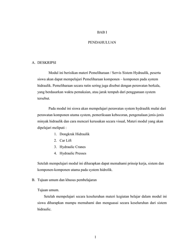 Modul Sistem Hydraulic | DOCX