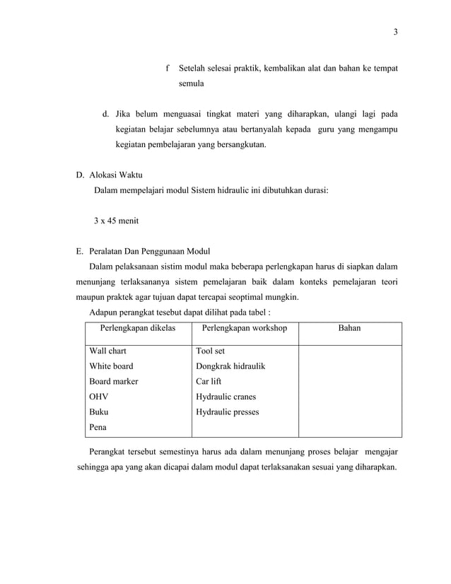Modul Sistem Hydraulic | DOCX