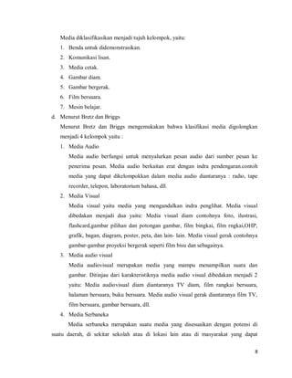 Modul "Klasifikasi dan Karakteristik Media Pembelajaran" | PDF