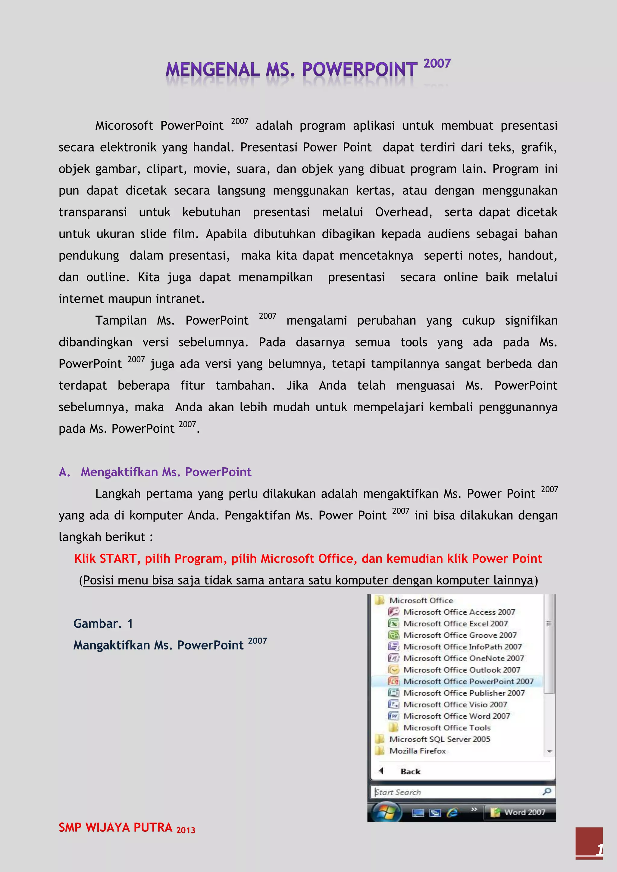 Modul power point 2007 | PDF