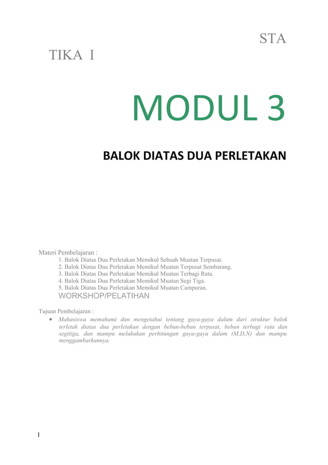 Modul 3-balok diatas dua perletakan | DOC