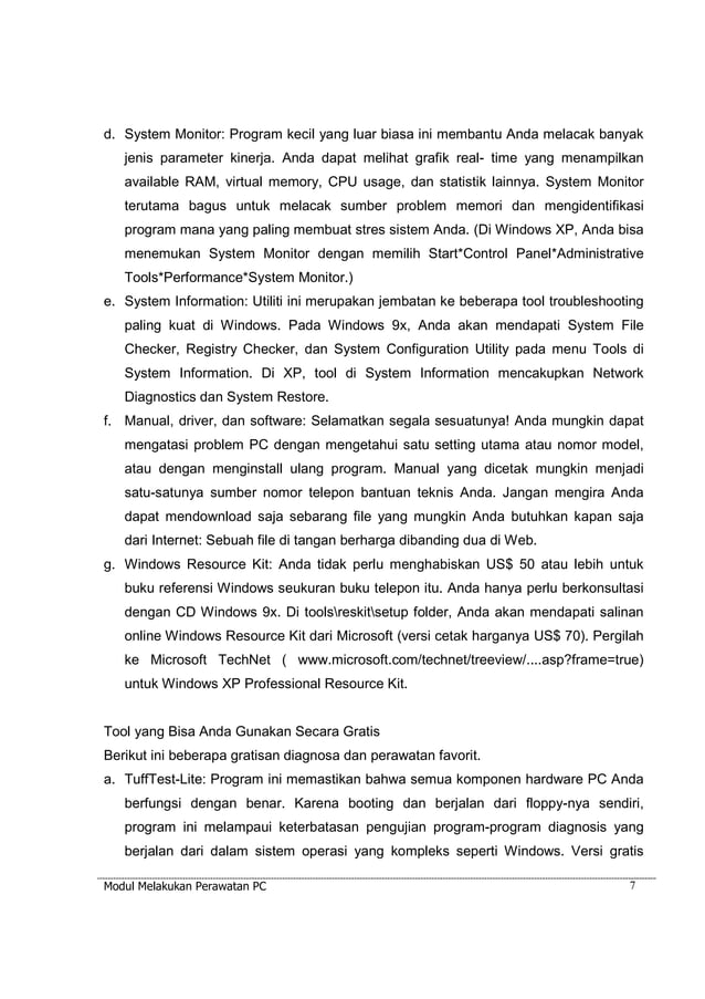 Modul melakukan perawatan pc | PDF