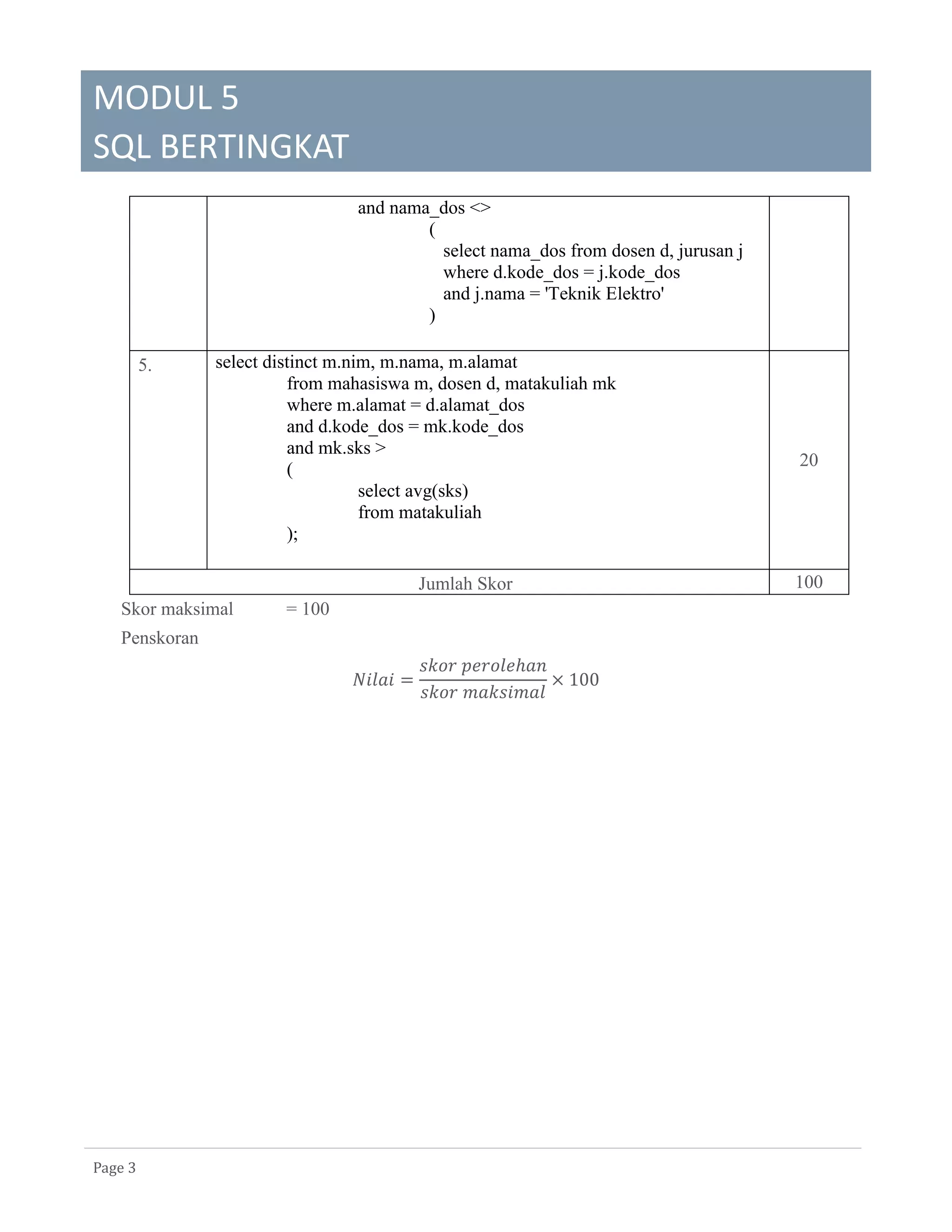 SQL bertingkat | PDF