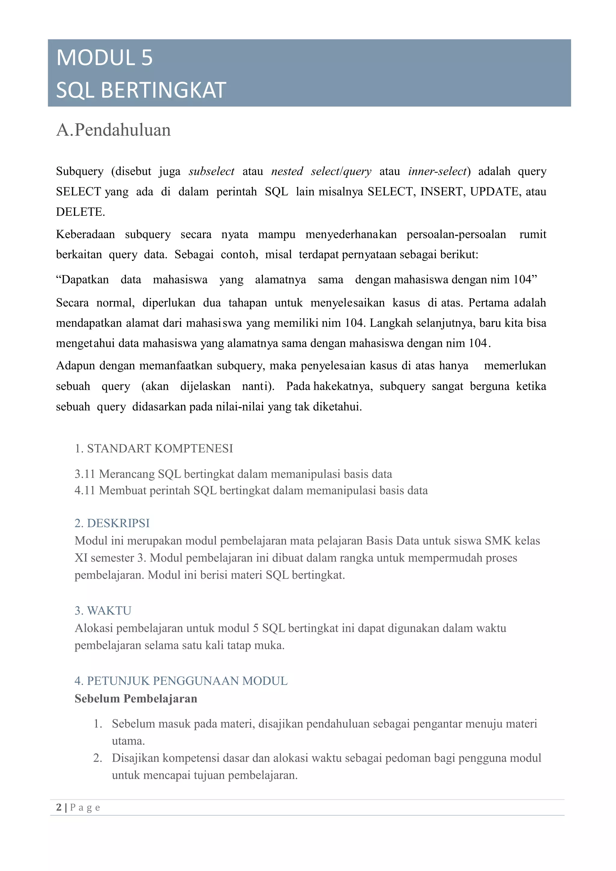 SQL bertingkat | PDF